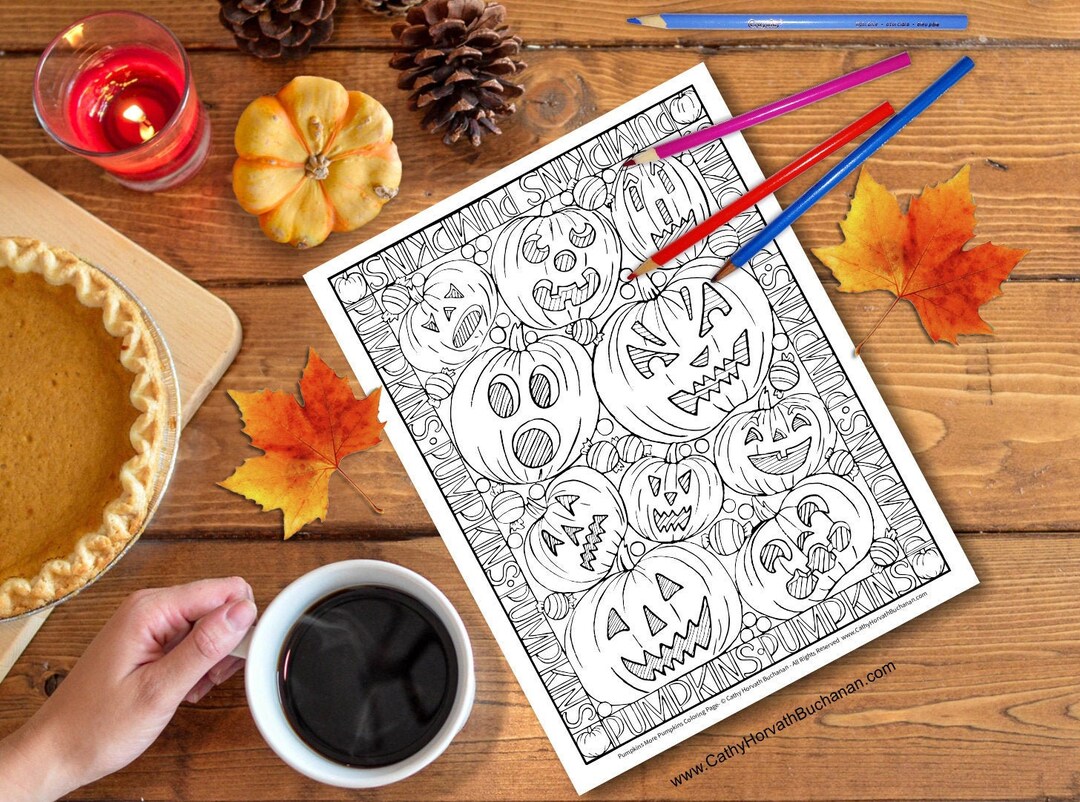 Pumpkins Halloween Coloring Page, Jack O Lantern Coloring Sheet PDF ...