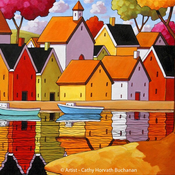 Colorful Houses Art - Etsy