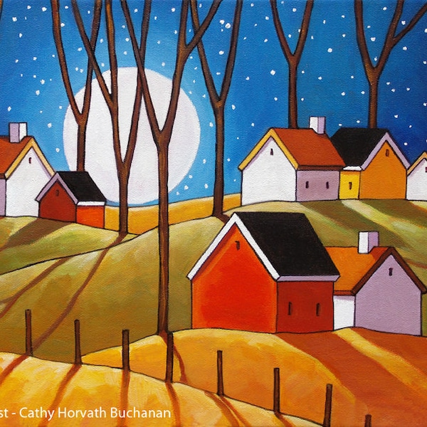 Folk Art Landscape - Etsy