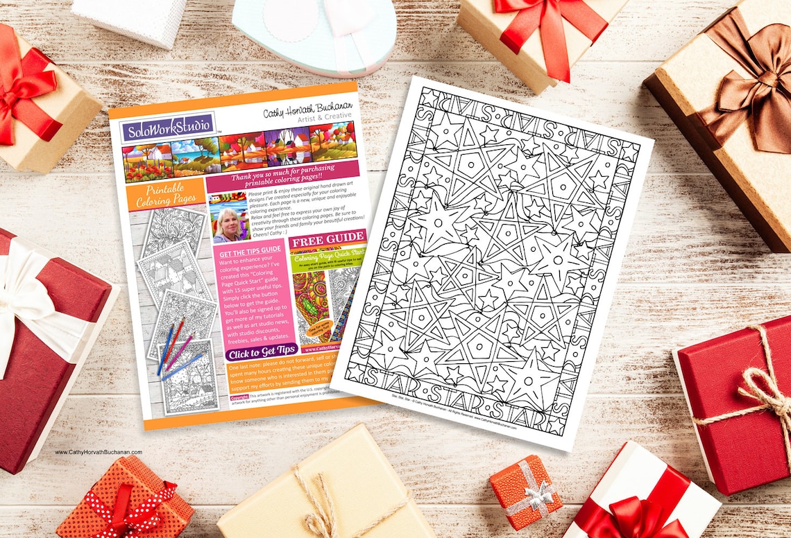 Christmas Coloring 8 Page Pack, Holiday Designs Seasonal Coloring Book ...