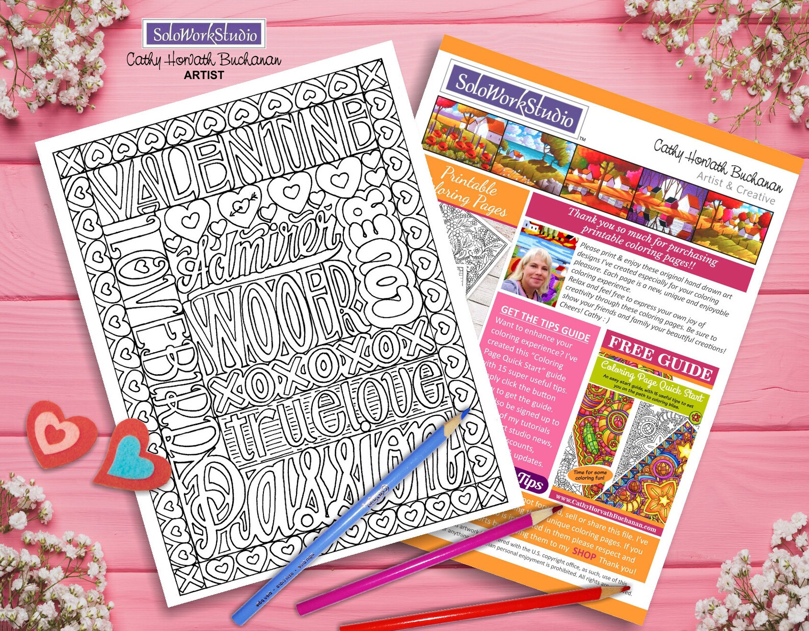 Valentine Words Coloring Page Art Love Hearts Words Romantic | Etsy