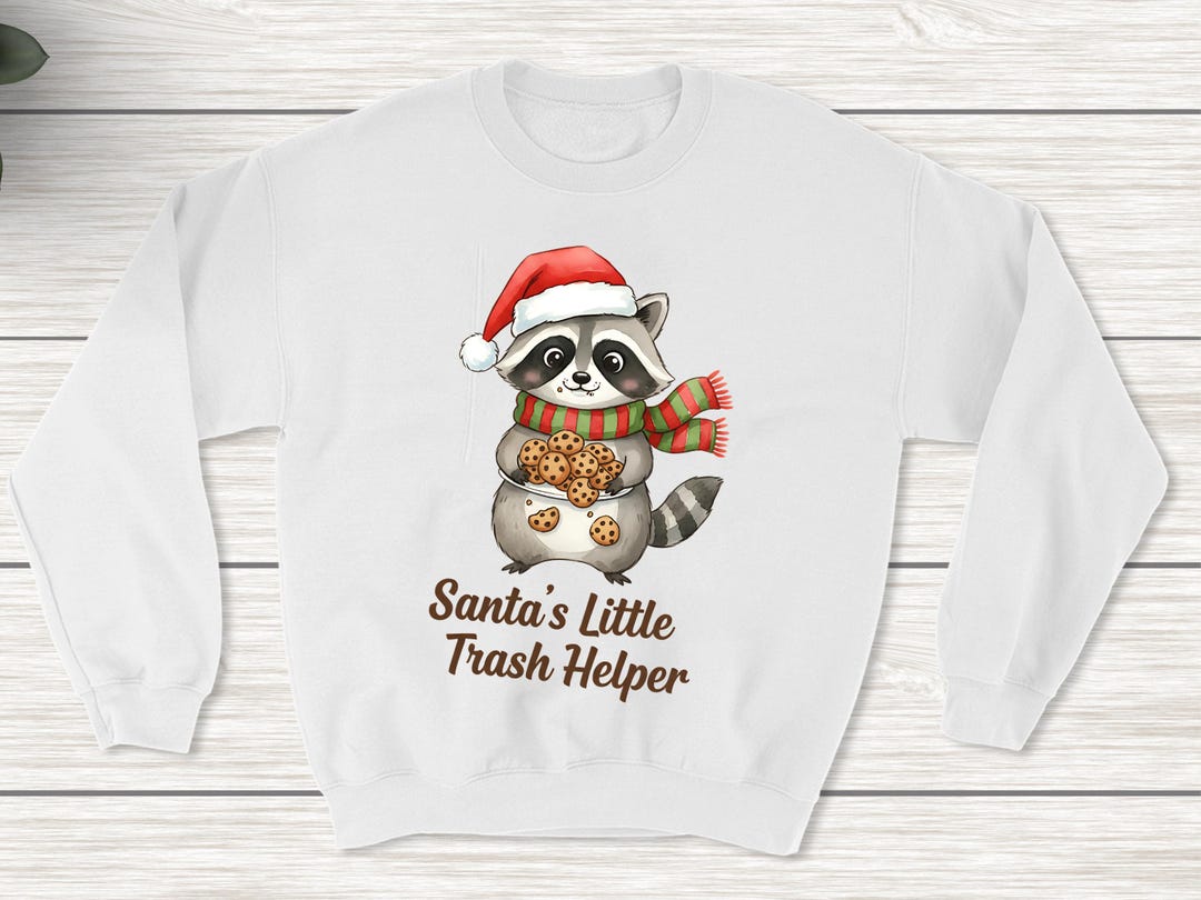 Santa's Little Trash Helper Raccoon PNG: Funny Christmas Sublimation ...