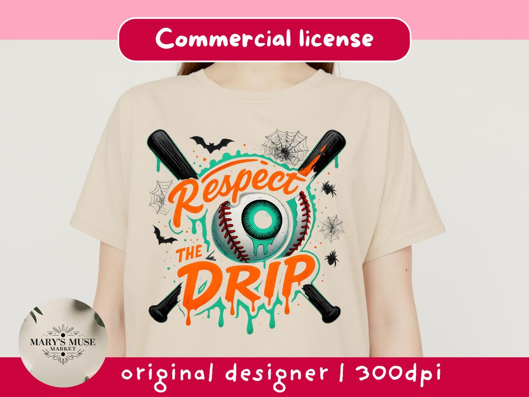 Spooky Halloween Baseball Eyeball PNG: Respect the Drip Graphic - Etsy