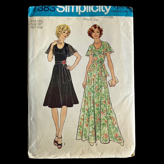 Vintage 1976 Simplicity 7383 Flutter Collar Knee Length or - Etsy