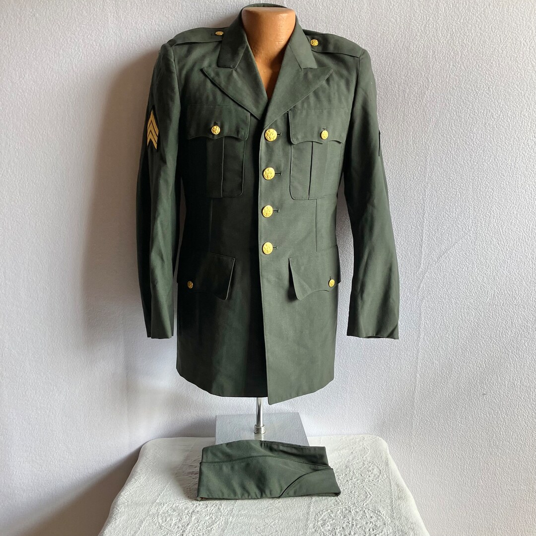 Vintage US Army Uniform Dress Jacket 35R & Garrison Cap - Etsy UK