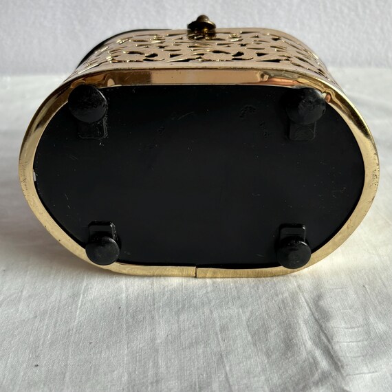 Vintage 1950s Bold Tone Filigree & Plastic Small Boxy… - Gem