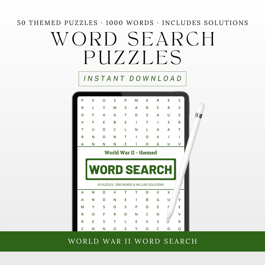 World War II Word Search Puzzle (instant Download) - Etsy
