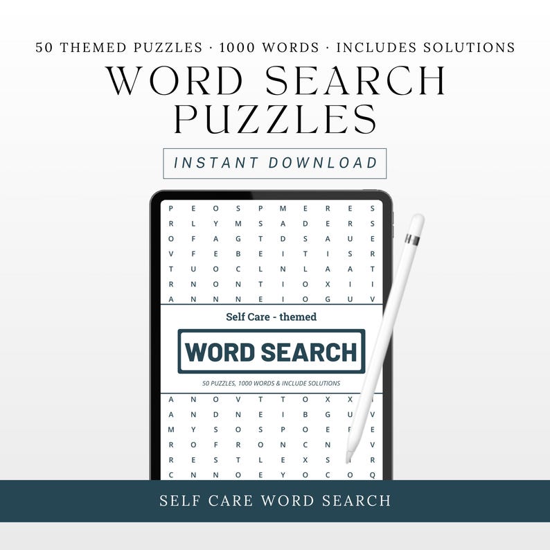Self Care Word Search Puzzle | 50 Themed Puzzles · 1000 Unique Words ...