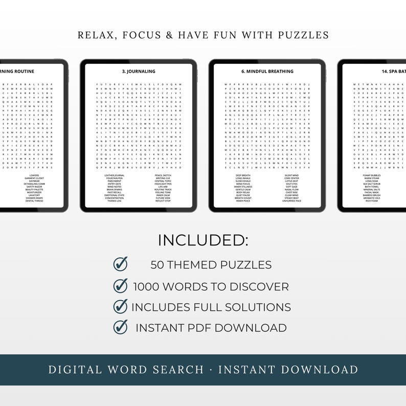 Self Care Word Search Puzzle | 50 Themed Puzzles · 1000 Unique Words ...
