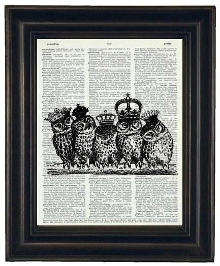OWL Art Print Dictionary Art Print Owl Dictionary Art Print Upcycled ...