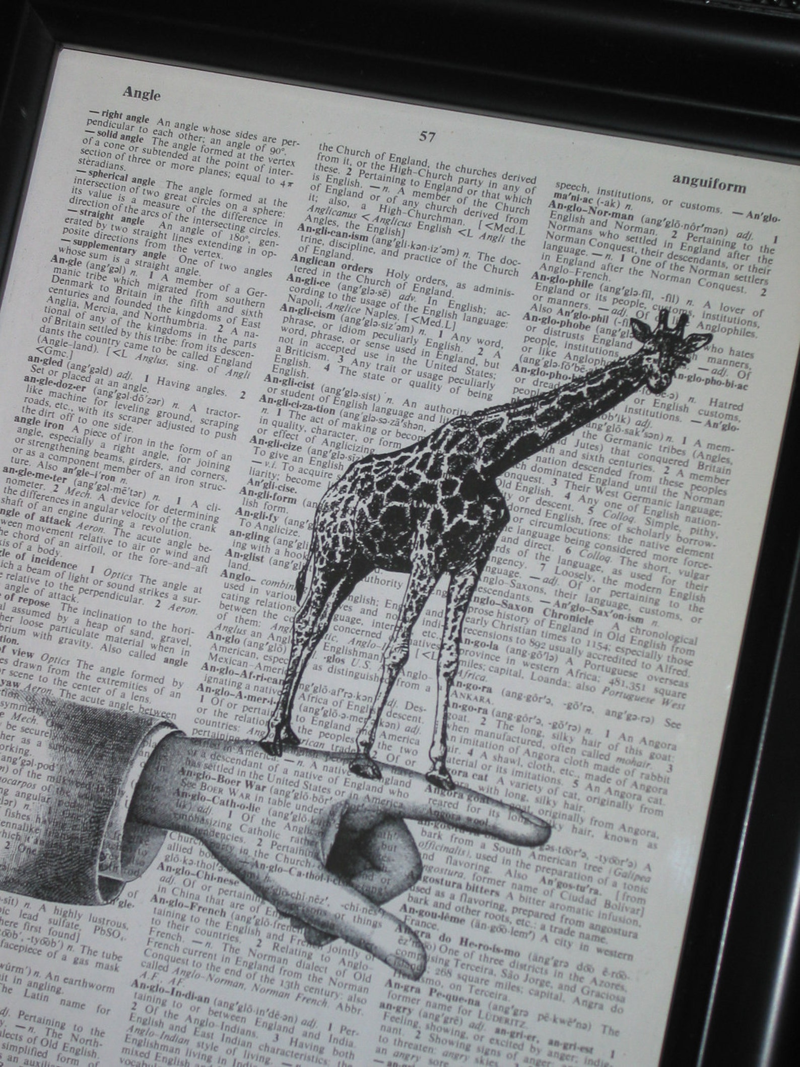 Steampunk Giraffe Blue Wings Dictionary Print Dictionary Art Book Page ...