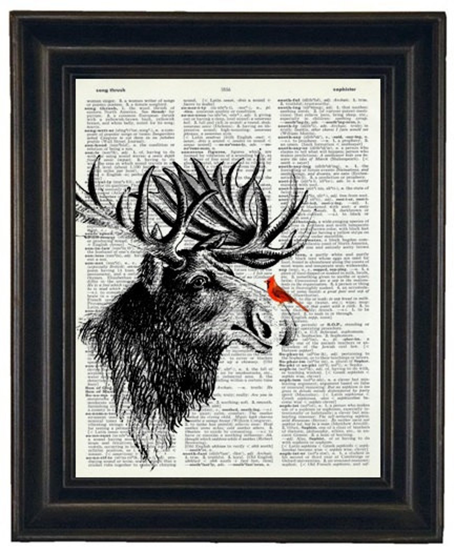 Cardinal Art Print Dictionary HHP Original Book Page Print | Etsy