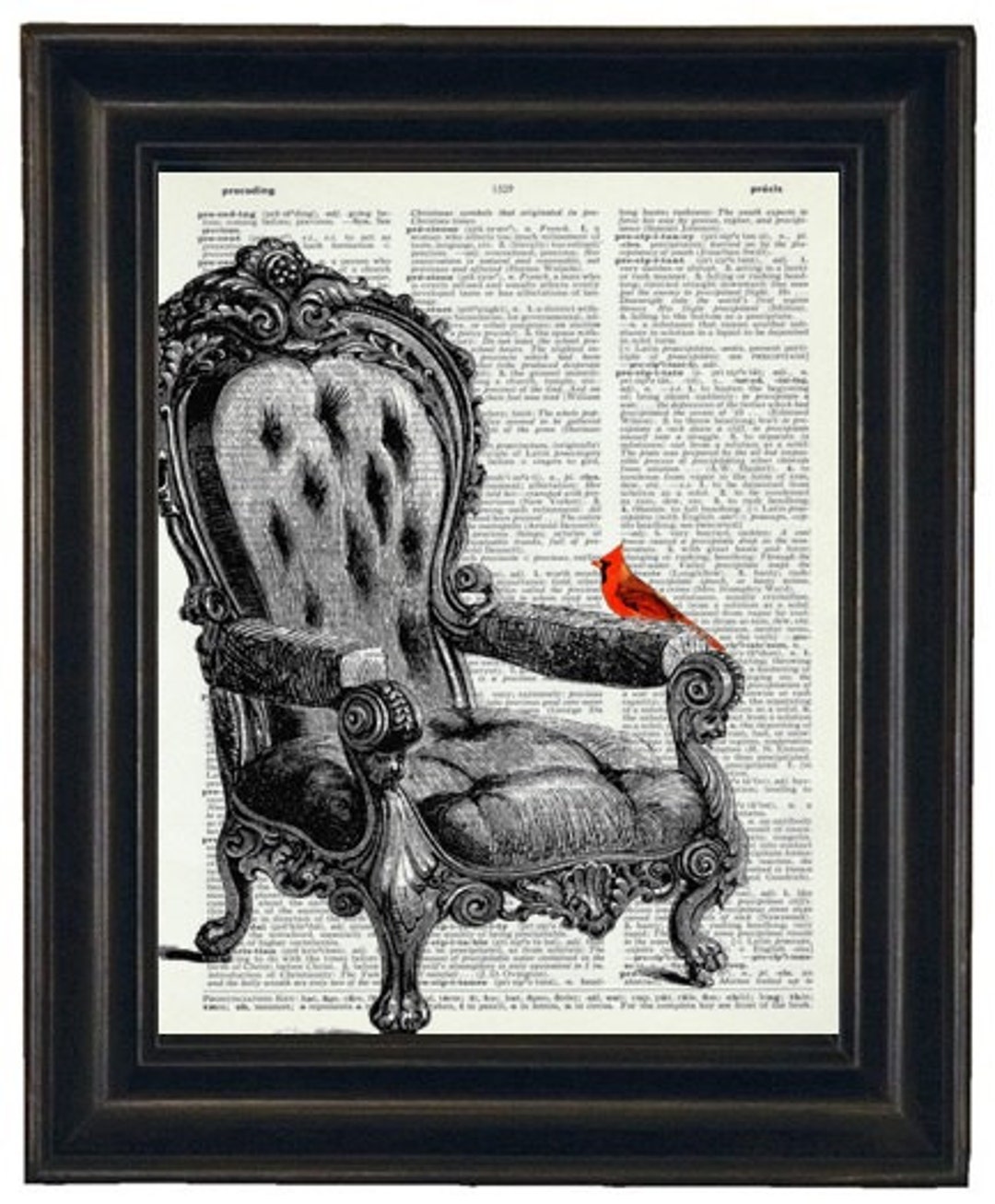 Cardinal Art Print Dictionary HHP Original Book Page Print Upcycle Wall ...