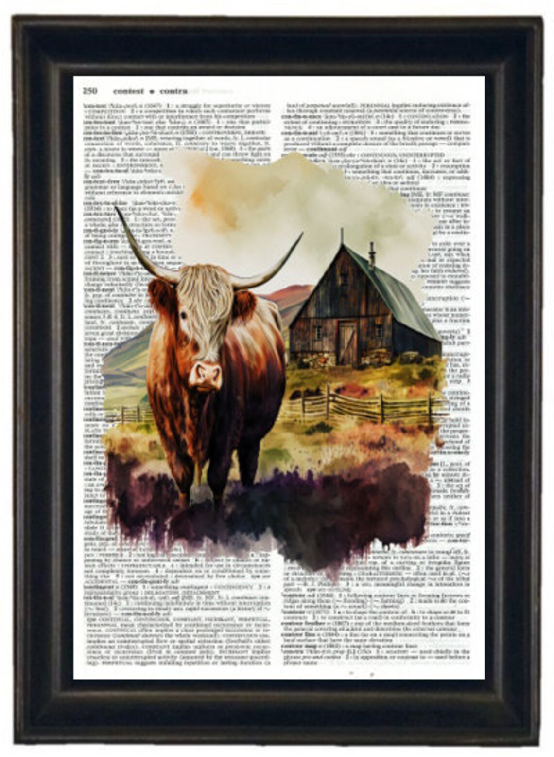 Dictionary Prints, Highland Cow Dictionary Prints, Highland Cow Wall ...