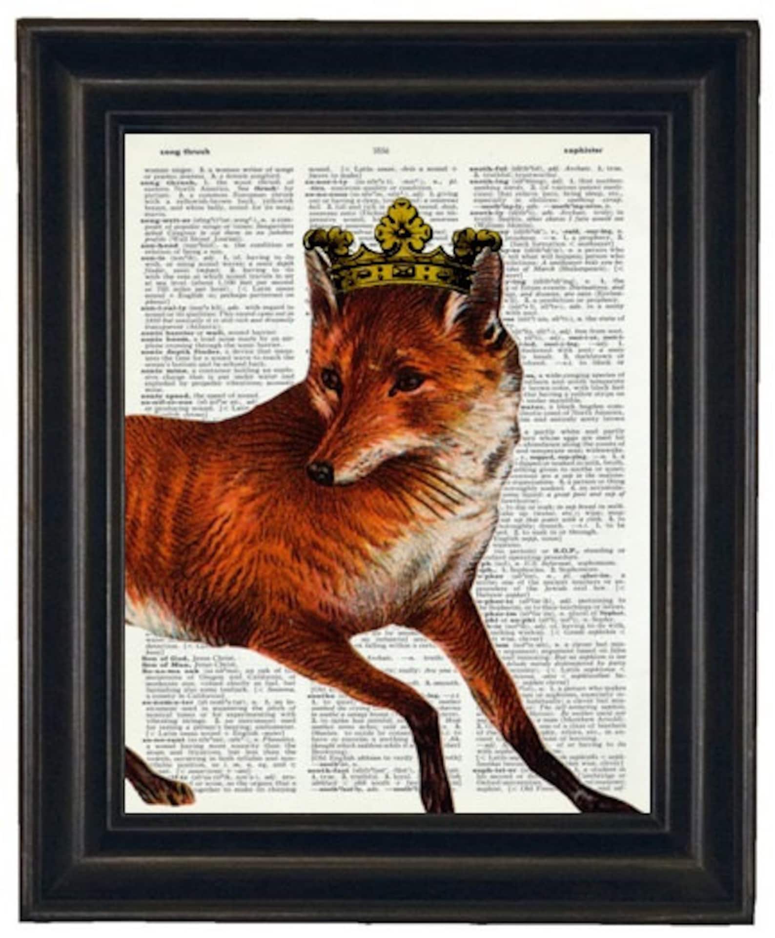 Print on Dictionary Royal Fox Dictionary Art Print Wall Art - Etsy