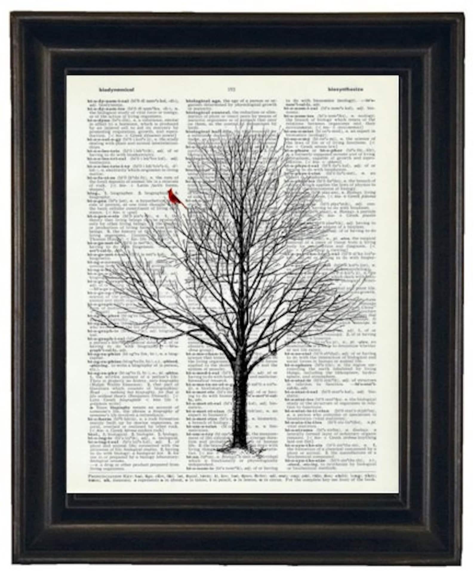 Cardinal Print Set of 4,cardinal Art Print Dictionary HHP Original Art ...