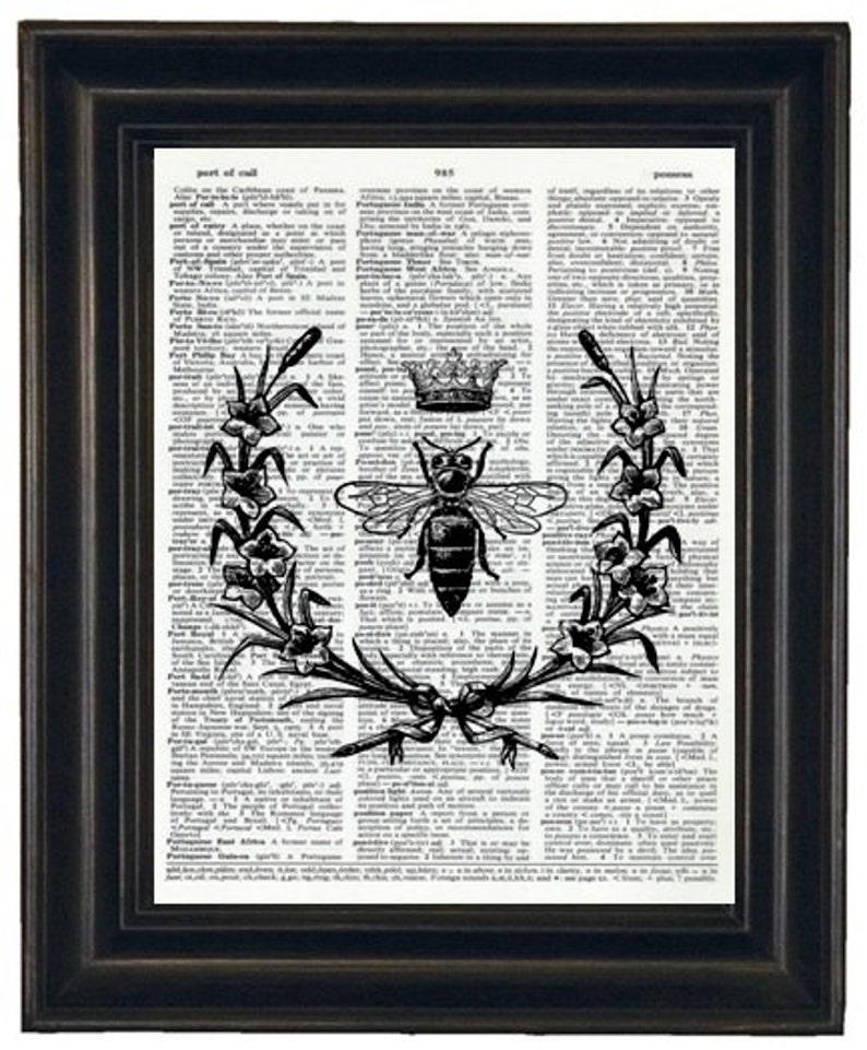 Bee Dictionary Art Book Page Print Upcycled Dictionary Art Just Bee on ...