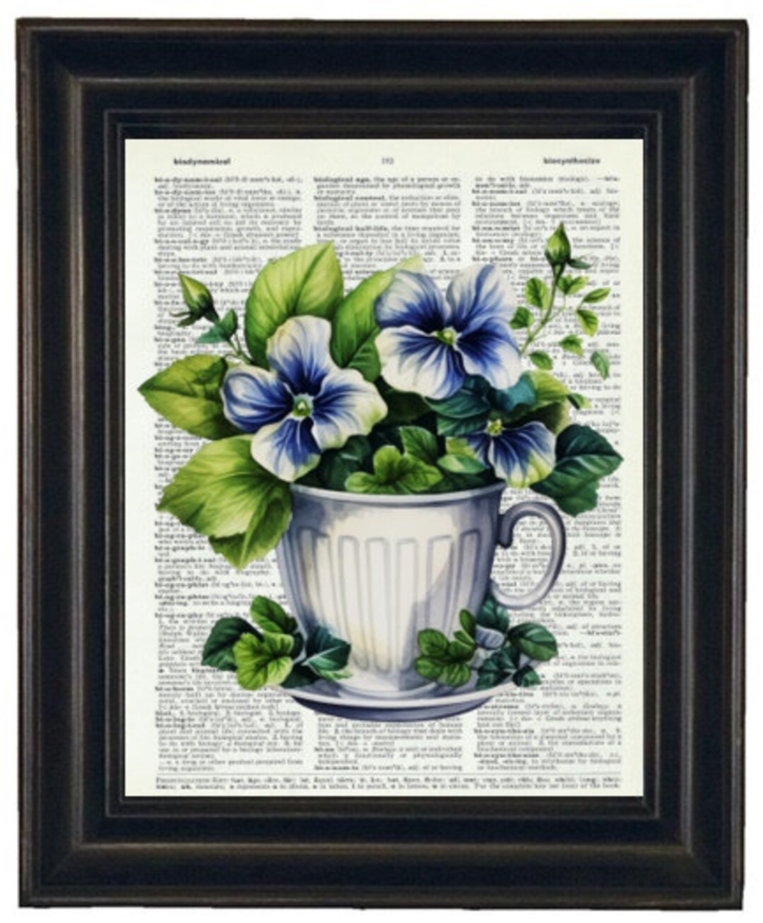 Teacup Art Print, Teacup Dictionary Print, Flower Prints, Flower Theme ...