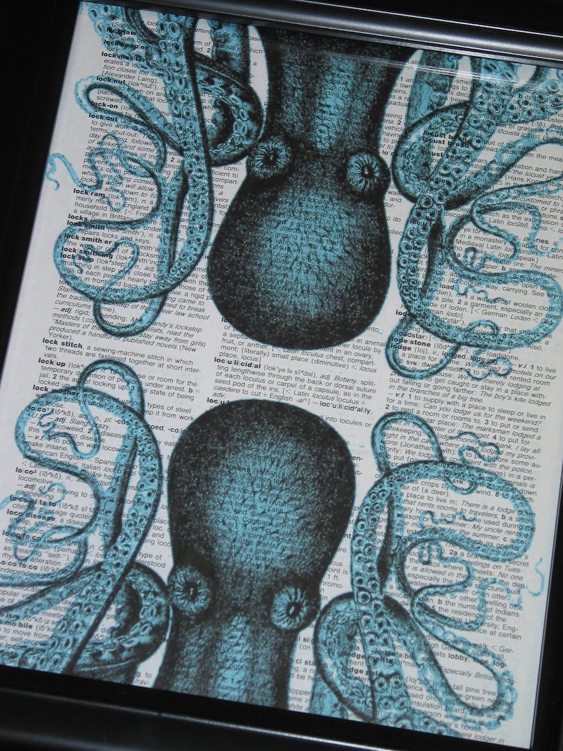 OCTOPUS Print Octopus With Crown Print Dictionary Art Print Octopus Art ...
