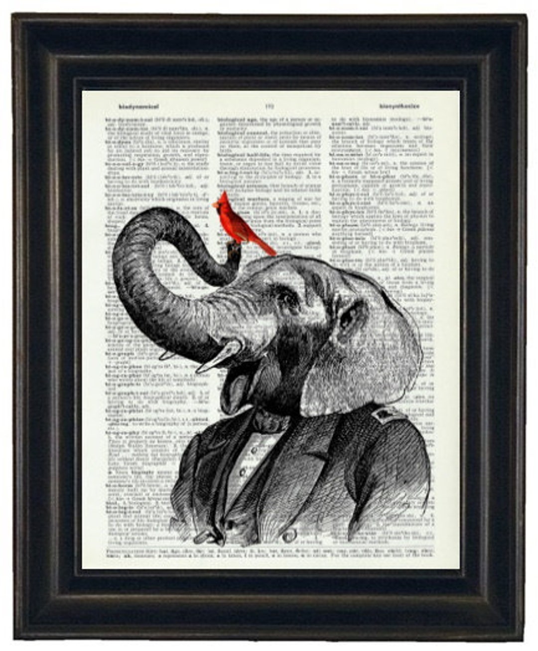 Elephant and Cardinal Print, Cardinal Art Print, Elephant Art Prints ...