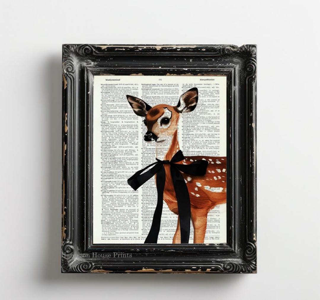 Deer With Bow Print, Deer Dictionary Print - Etsy