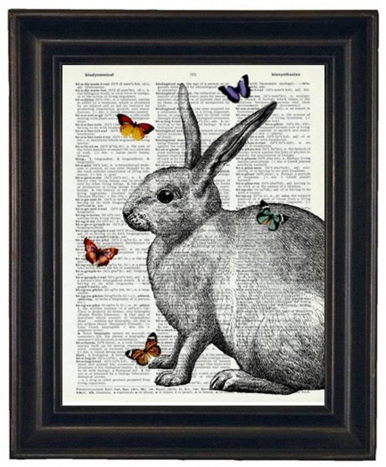 Rabbit Dictionary Art Print Rabbit Couple Wall Decor Dictionary Print ...