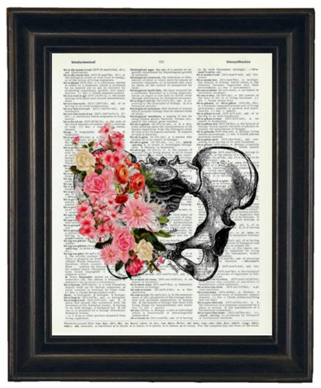 Pelvis Art Print HHP Original Design, Pelvis With Pink Flowers ...