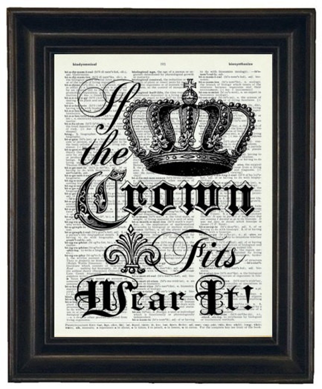 Quote Print Dictionary Art Book Page Print If the Crown Fits Upcycled ...