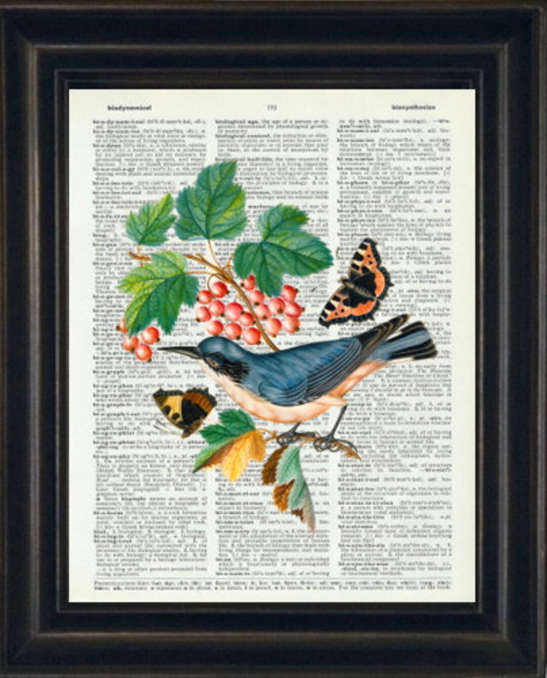 Blue Bird Print, Blue Bird Dictionary Print, Blue Bird Art, Botanical ...