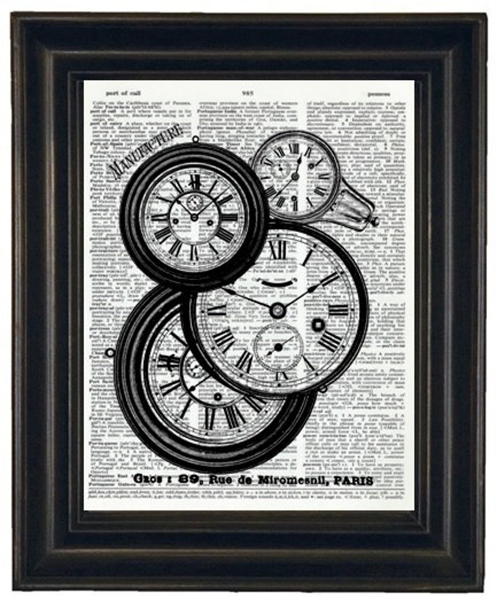 Steampunk Clock Dictionary Art Print Steampunk Print Upcycle Art Print ...