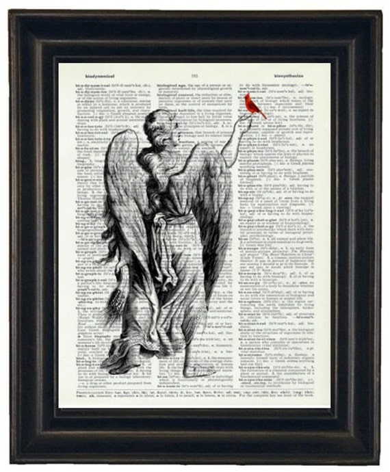 Cardinal With Angel Art Print Dictionary HHP Original Book | Etsy