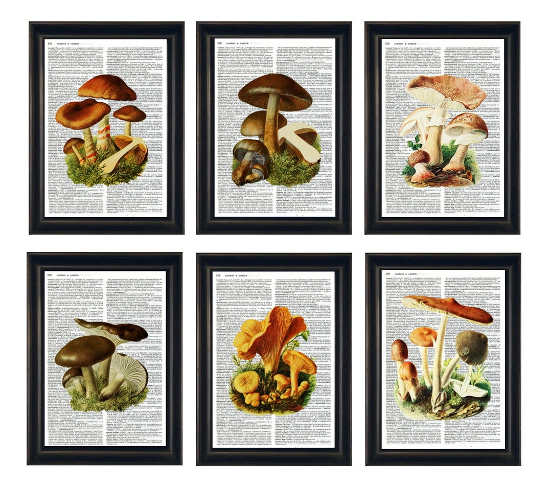 Dictionary Prints, Set of Mushroom Prints, Mushroom Art Prints ...