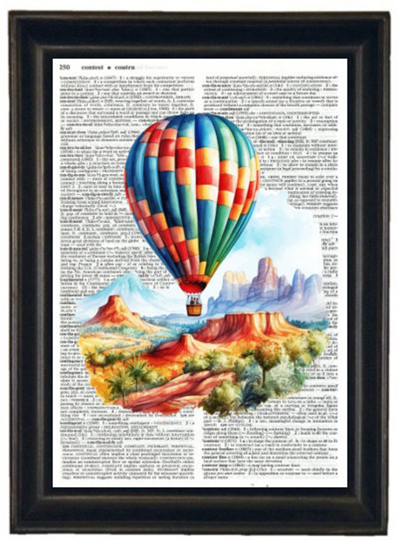 Dictionary Prints, Hot Air Balloon Prints, Landscape Prints, Set of 6 ...