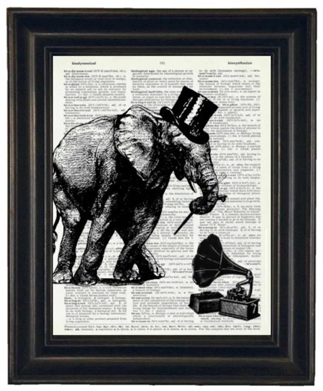Elephant Art Print, Dictionary Art Print, Elephant Wall Art, Elephant ...