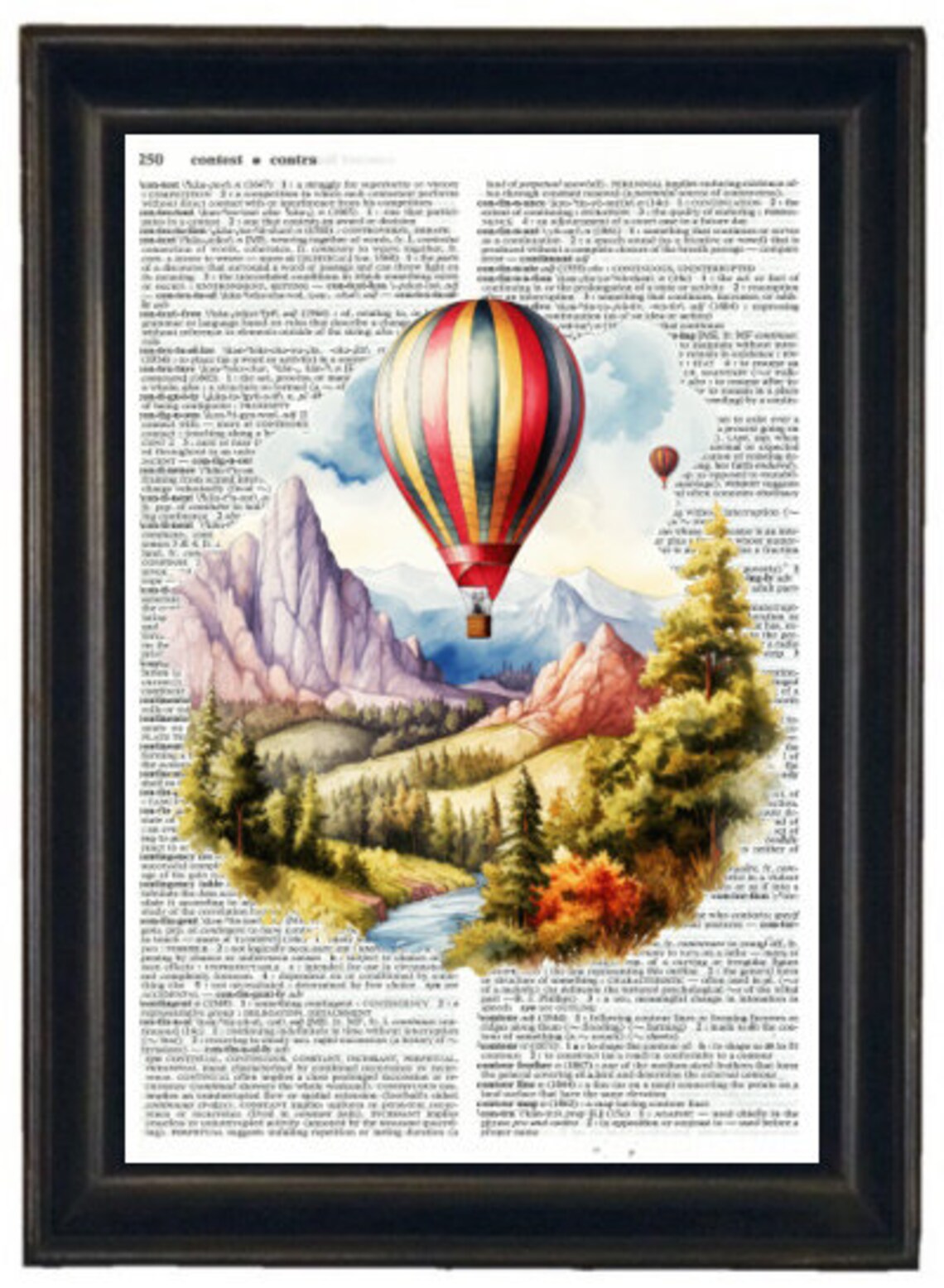 Dictionary Prints, Hot Air Balloon Prints, Landscape Prints, Set of 6 ...