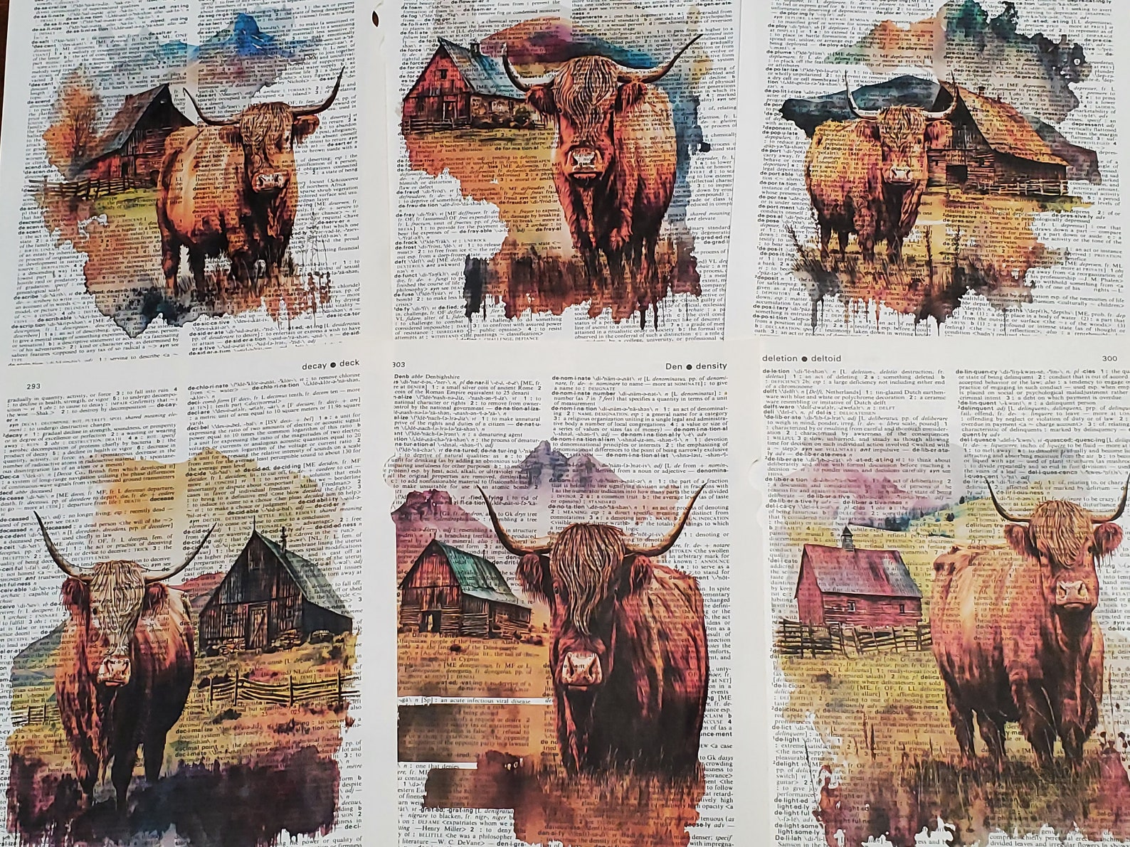 Dictionary Prints, Highland Cow Dictionary Prints, Highland Cow Wall ...