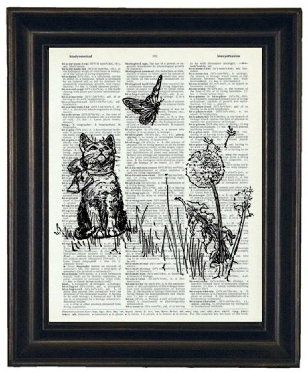 Cat Dictionary Art Print, Cat Wall Art, Kitten Print, Vintage ...