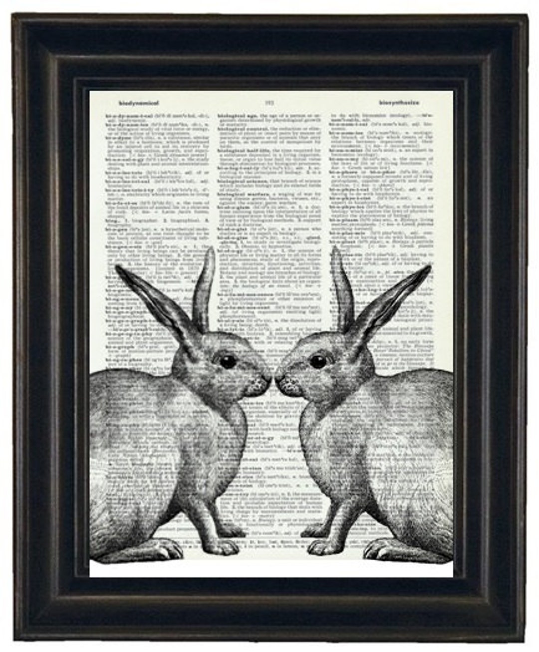 Rabbit Dictionary Art Print Rabbit Couple Wall Decor Dictionary Print ...