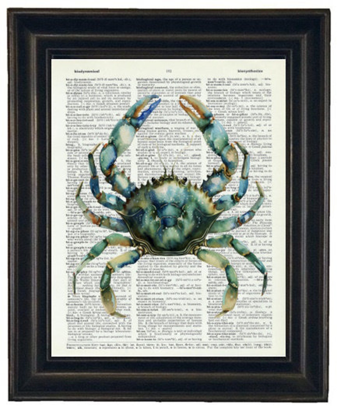 Crab Art Print, Ocean Print, Coastal Print, Crab Art, Dictionary Print ...