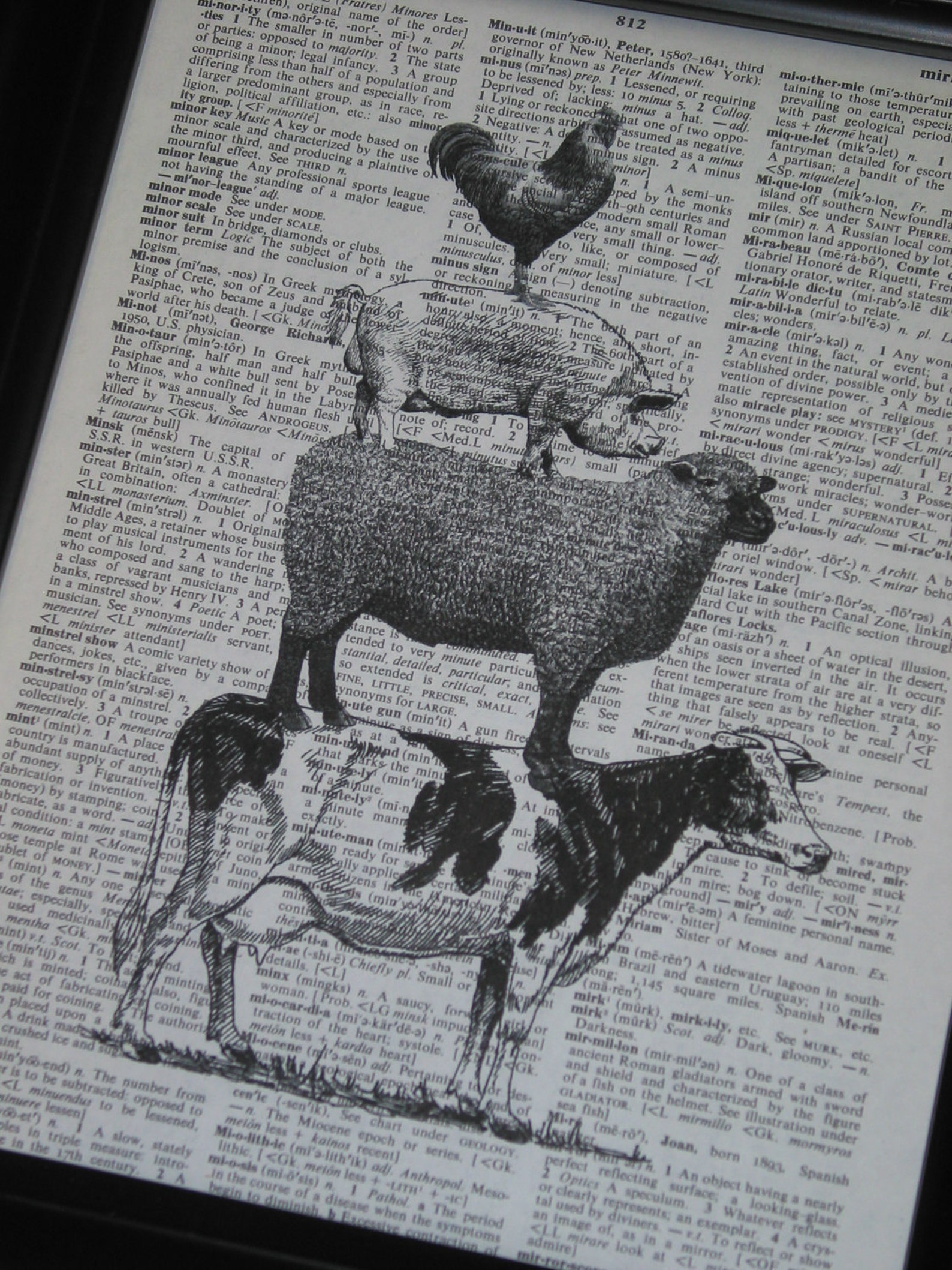 Pig Upcycled Art Dictionary Art Book Print Pigs Can Fly on Vintage ...
