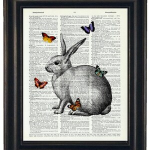 Rabbit Dictionary Art Print Rabbit Couple Wall Decor Dictionary Print ...