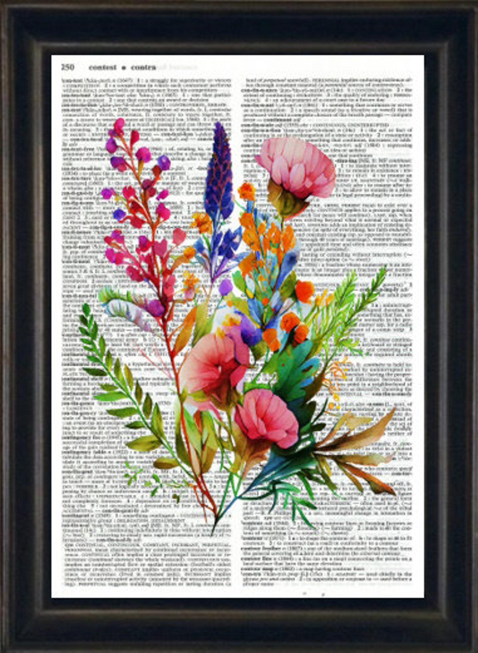 Dictionary Prints, Set of Flowers Prints, Flower Prints, Botanical ...