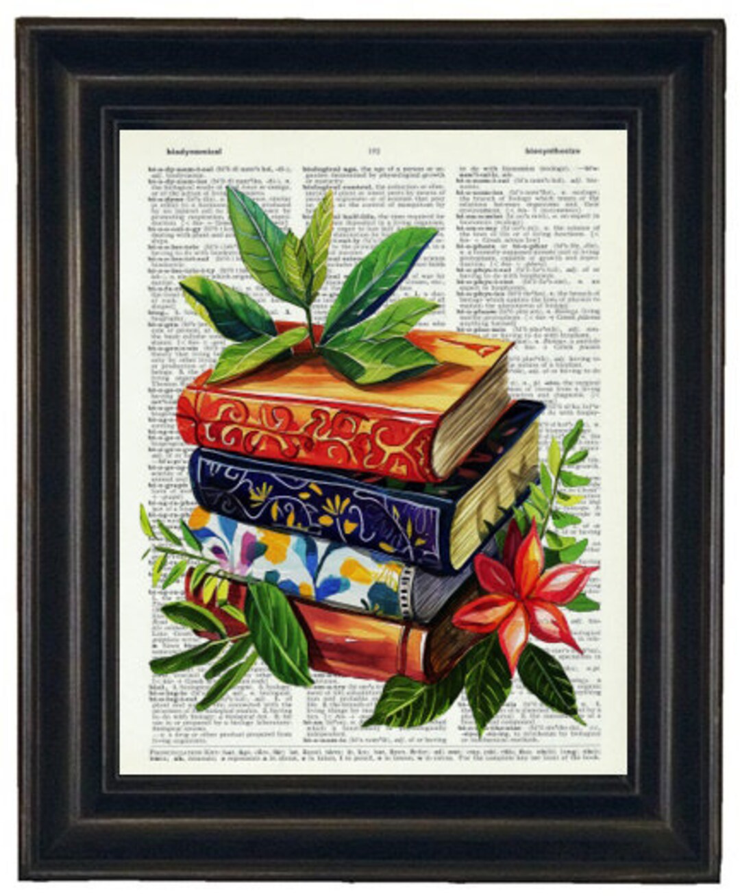 Stack of Books Print, Dictionary Prints, Literary Prints, Book Lover ...