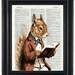 Squirrel Reading Print, Reading Art, Dictionary Prints, Squirrel ...