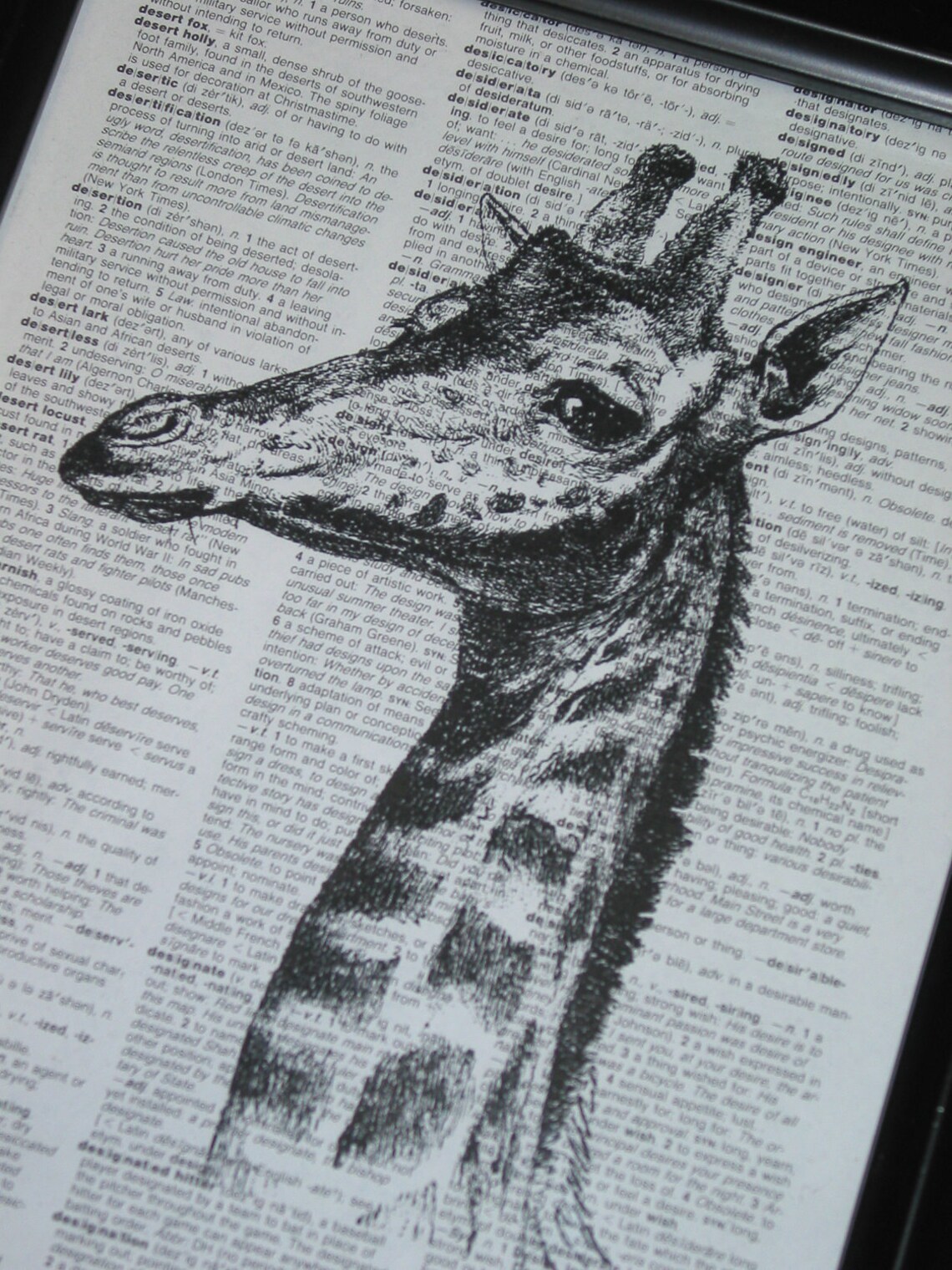 Steampunk Giraffe Blue Wings Dictionary Print Dictionary Art Book Page ...