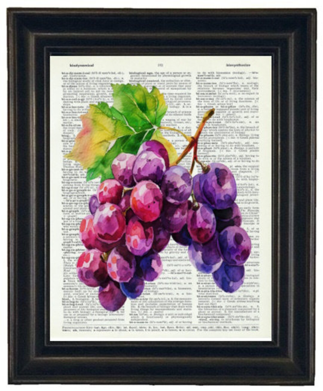 Grapes Print, Dictionary Prints, Kitchen Art, Grape Theme Art, Wine ...