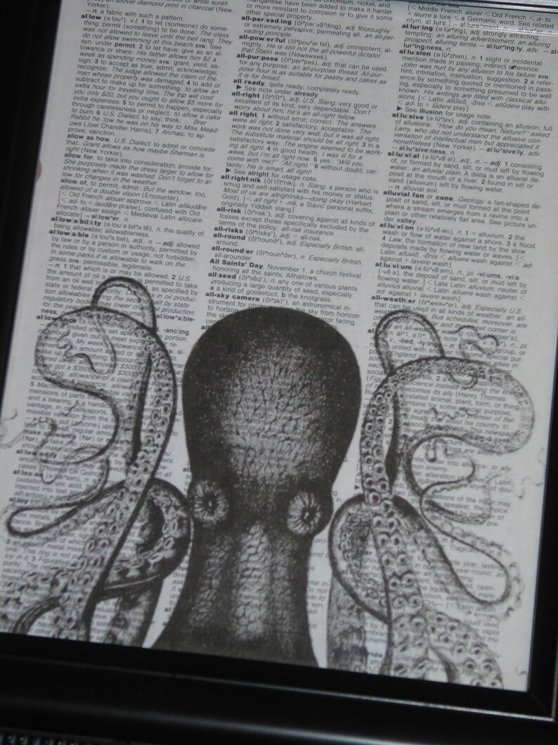 OCTOPUS Print Octopus With Crown Print Dictionary Art Print Octopus Art ...