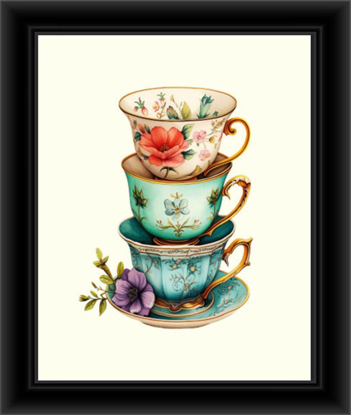 Teacup Art Prints, Prints for Kitchen, Tea Theme Prints, Tea Party ...