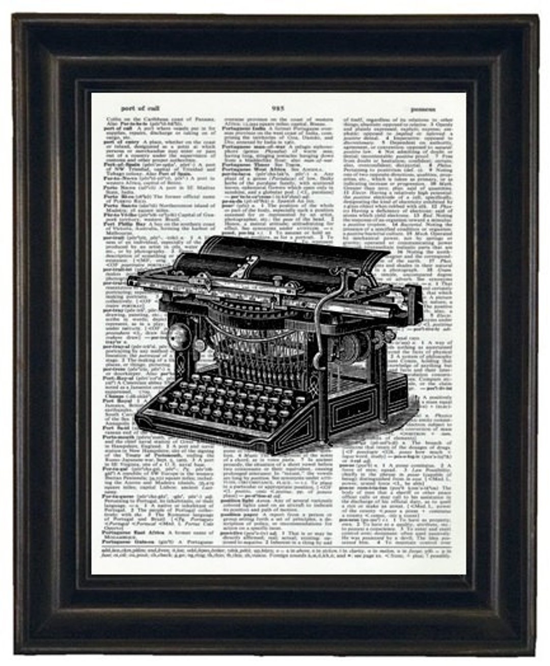 Upcycled Dictionary Art Print Antique Typewriter on Vintage Dictionary ...