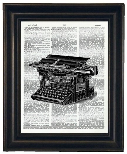Upcycled Dictionary Art Print Antique Typewriter on Vintage | Etsy
